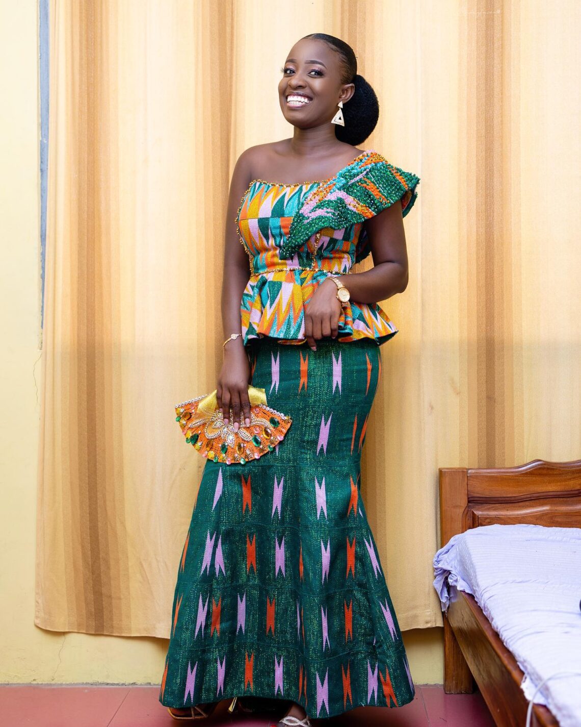 Green Kente Styles - 35 Styles For The Chic Ghanaian Bride. - Kente Knots