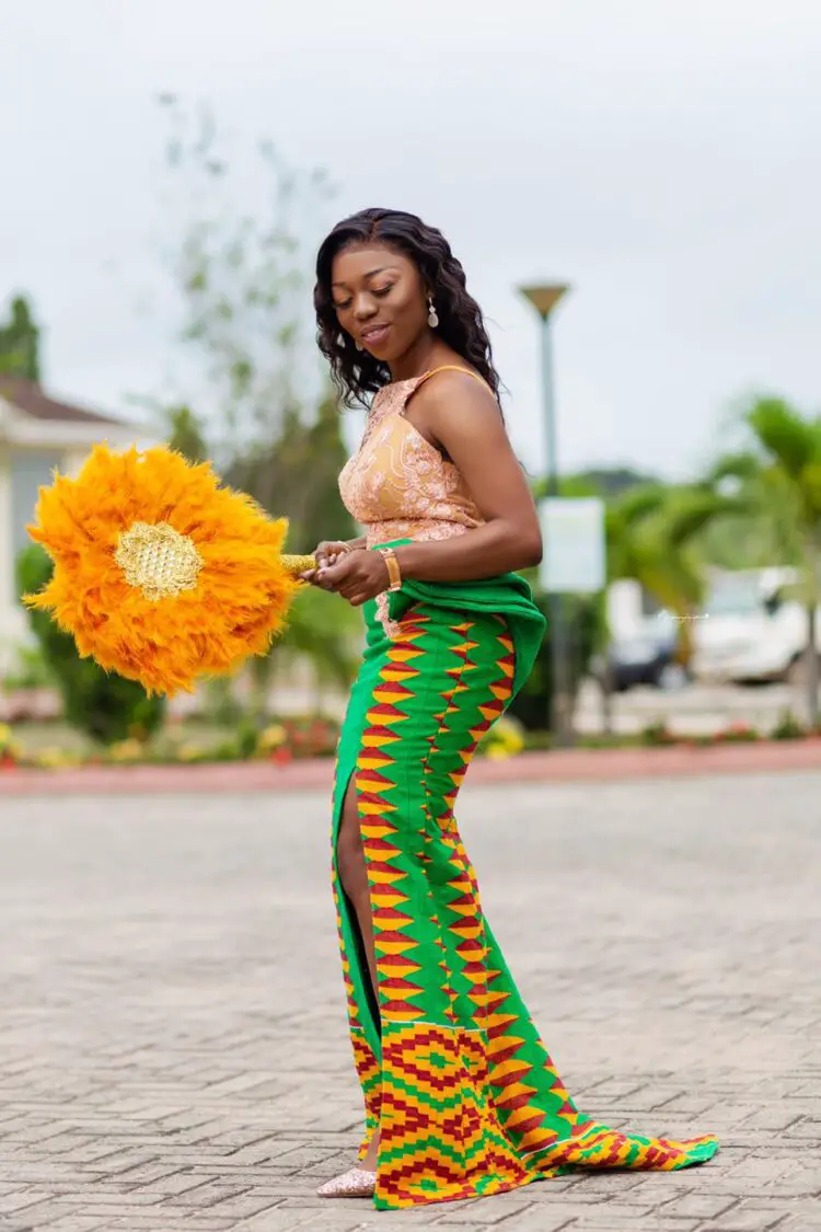 Green Kente Styles - 35 Styles For The Chic Ghanaian Bride. - Kente Knots
