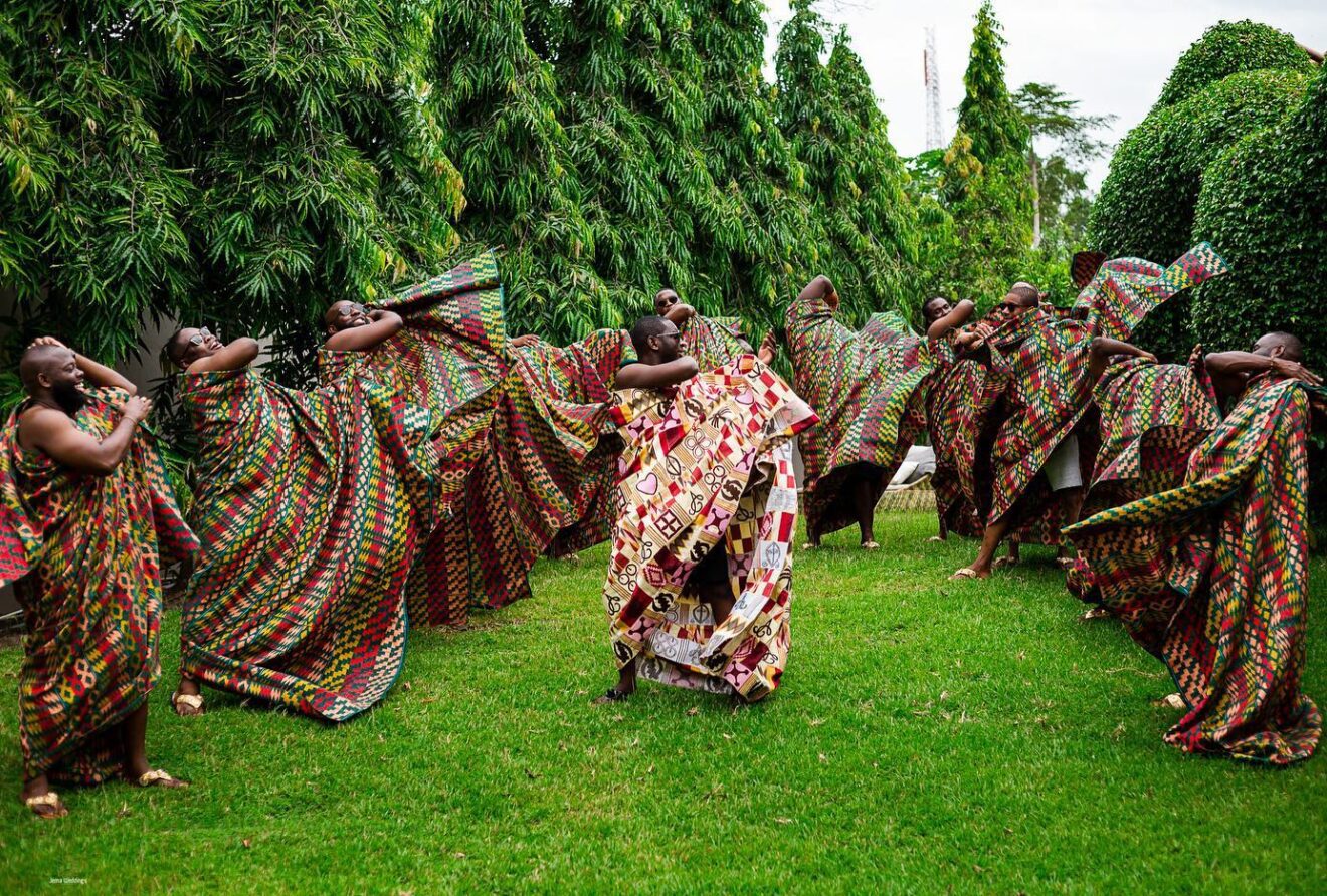 Ghanaian Groom and Groomsmen Poses Capturing Brotherhood - Kente Knots