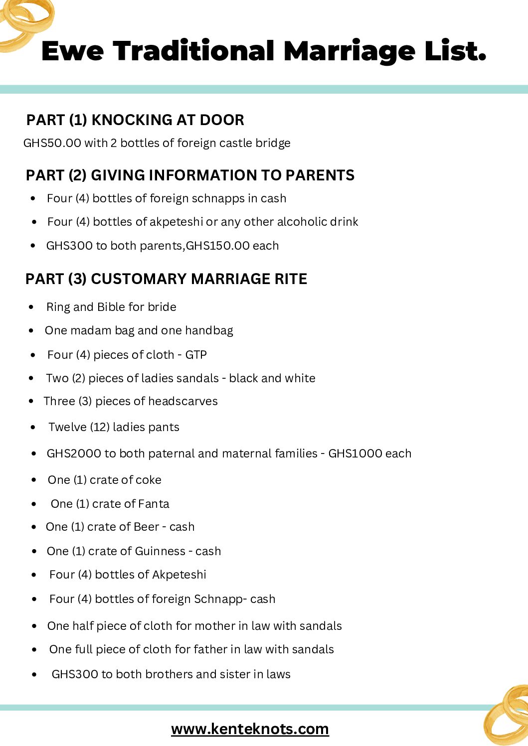 Ewe Traditional Marriage List - Kente Knots