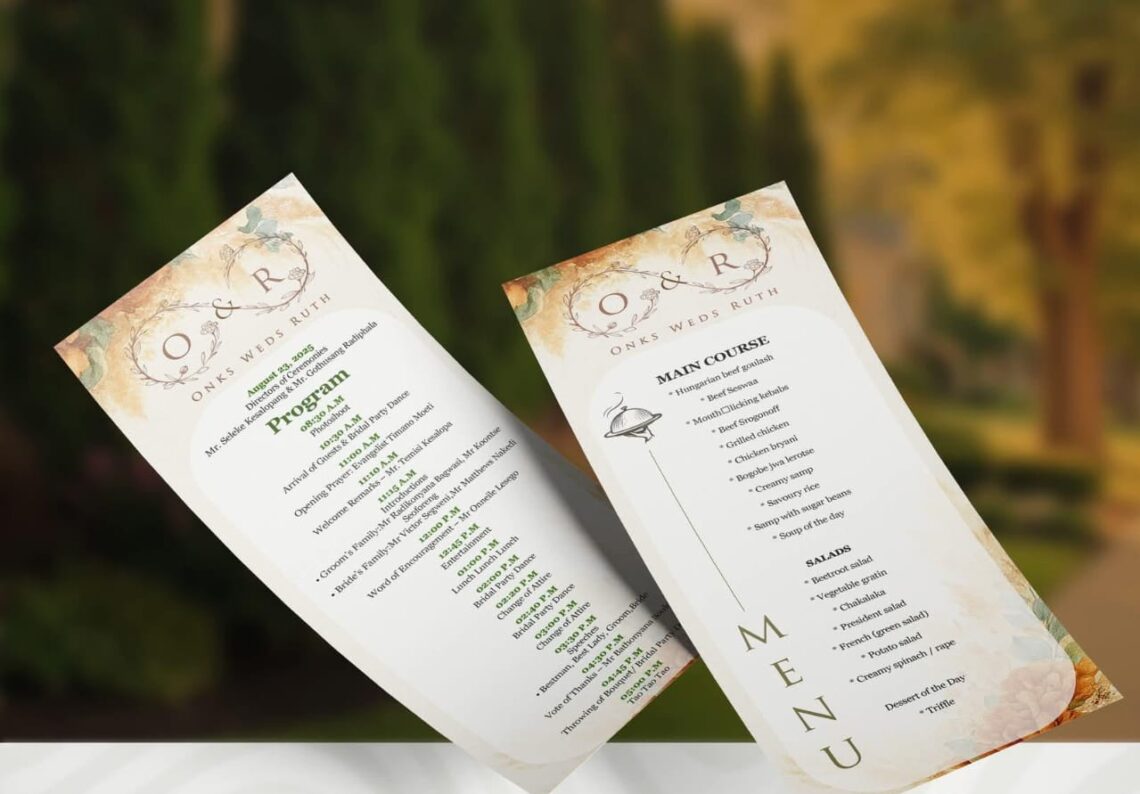 Beautiful Wedding Reception Program Examples to Inspire Yours - Kente Knots